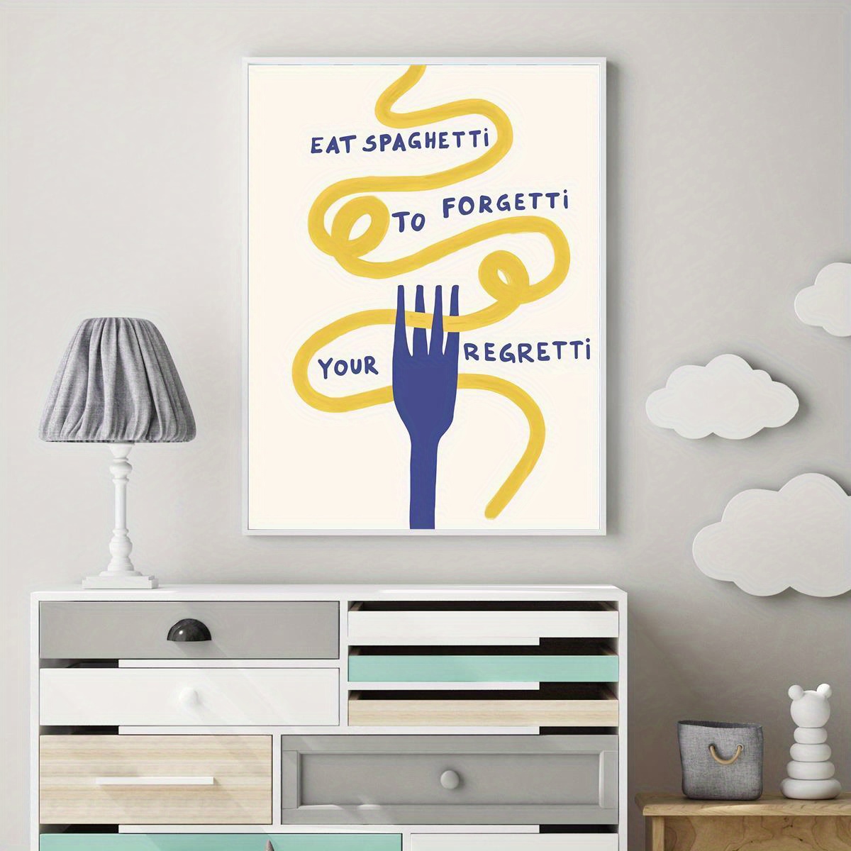 Canvas Wall Art Print "eat Spaghetti Forgetti Regretti" - Temu