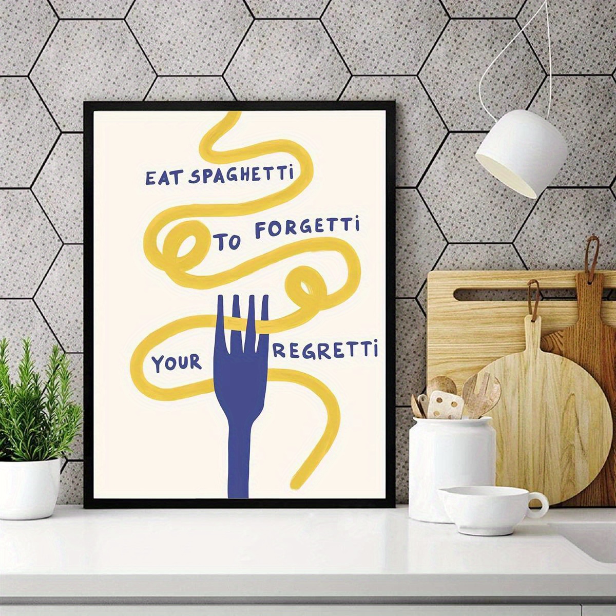 Canvas Wall Art Print "eat Spaghetti Forgetti Regretti" - Temu