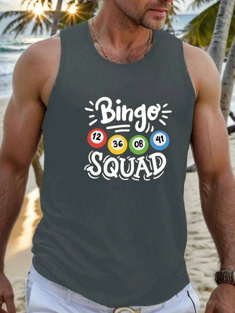 Plus Size Mens Squad Graphic Print Tank Top Causal Temu Ireland