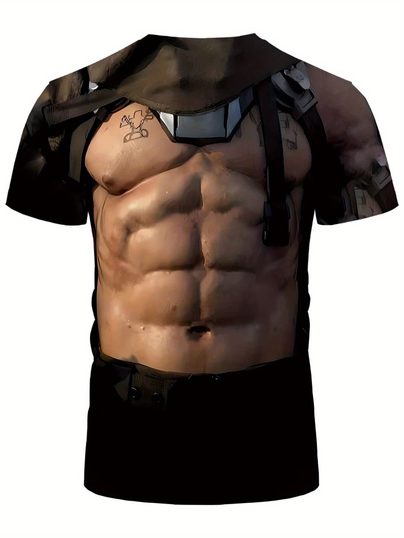 3d novelty muscle print men' short sleeve crew neck - {region_name}