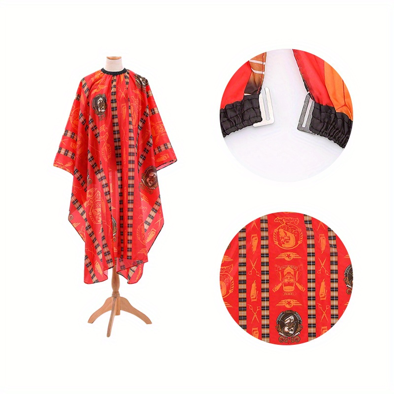 Red Haircut Cape Barber Print Adjustable Snap Closure - Temu