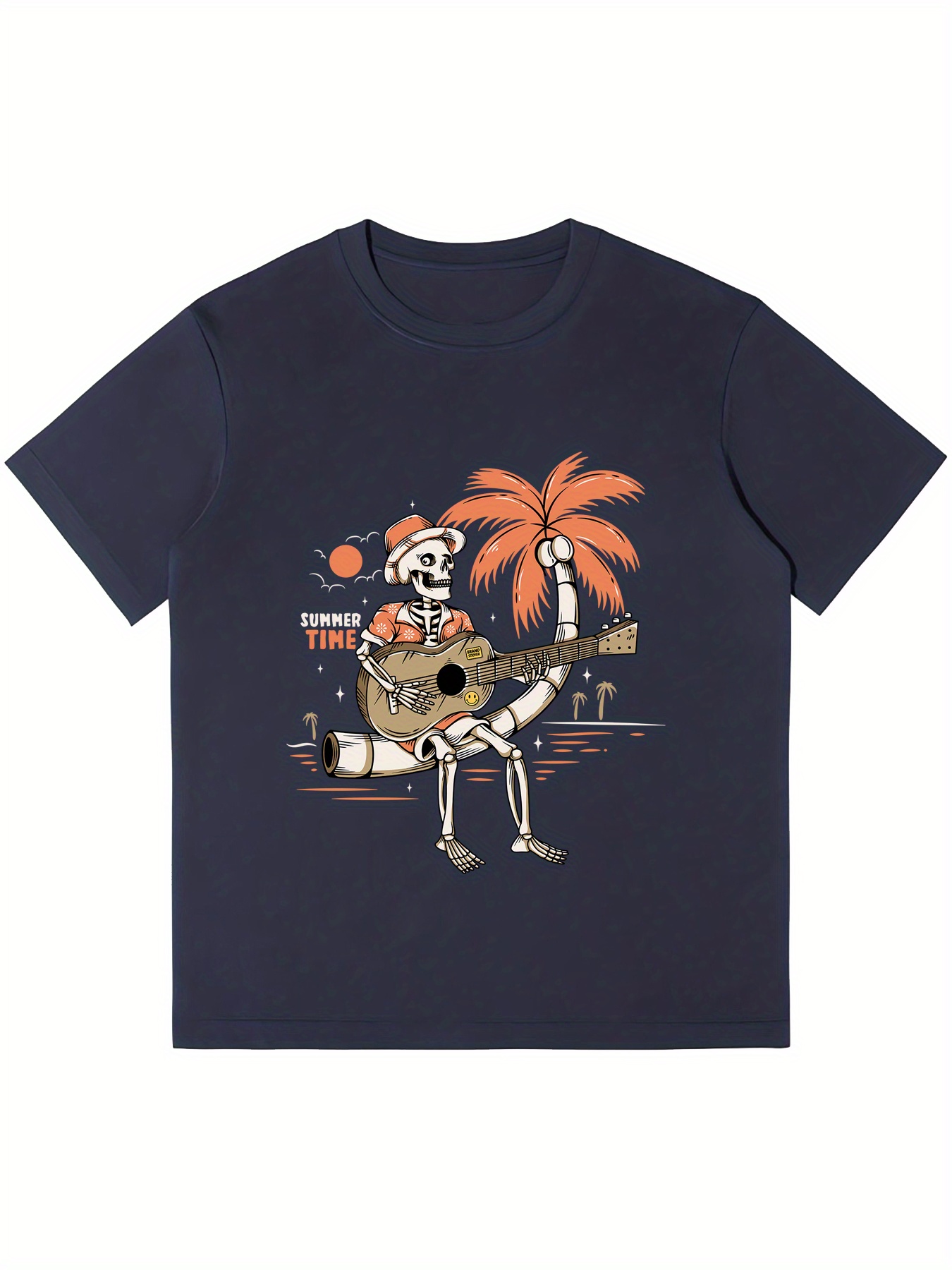 Skeleton Playing Guitar Summer Beach Pattern Print Men's - Temu Canada