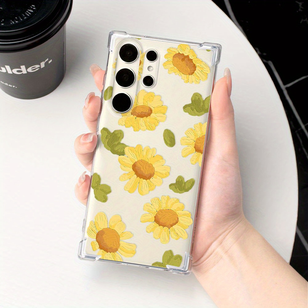 Fashion Daisy Shockproof Transparent Phone Case Samsung - Temu Canada
