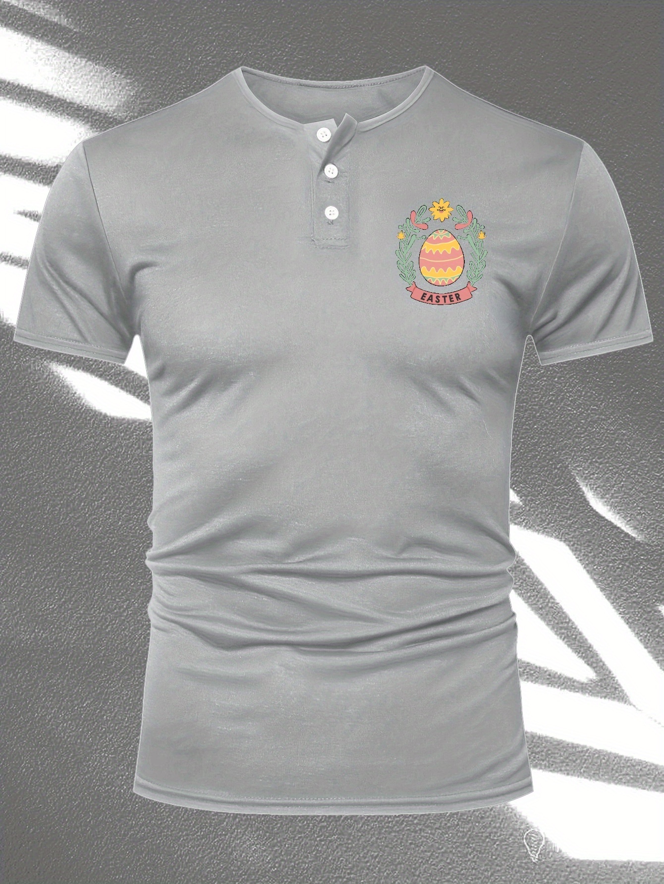 Plus Size Men's Egg Flowers Graphic Print Henley Shirt - Temu Australia