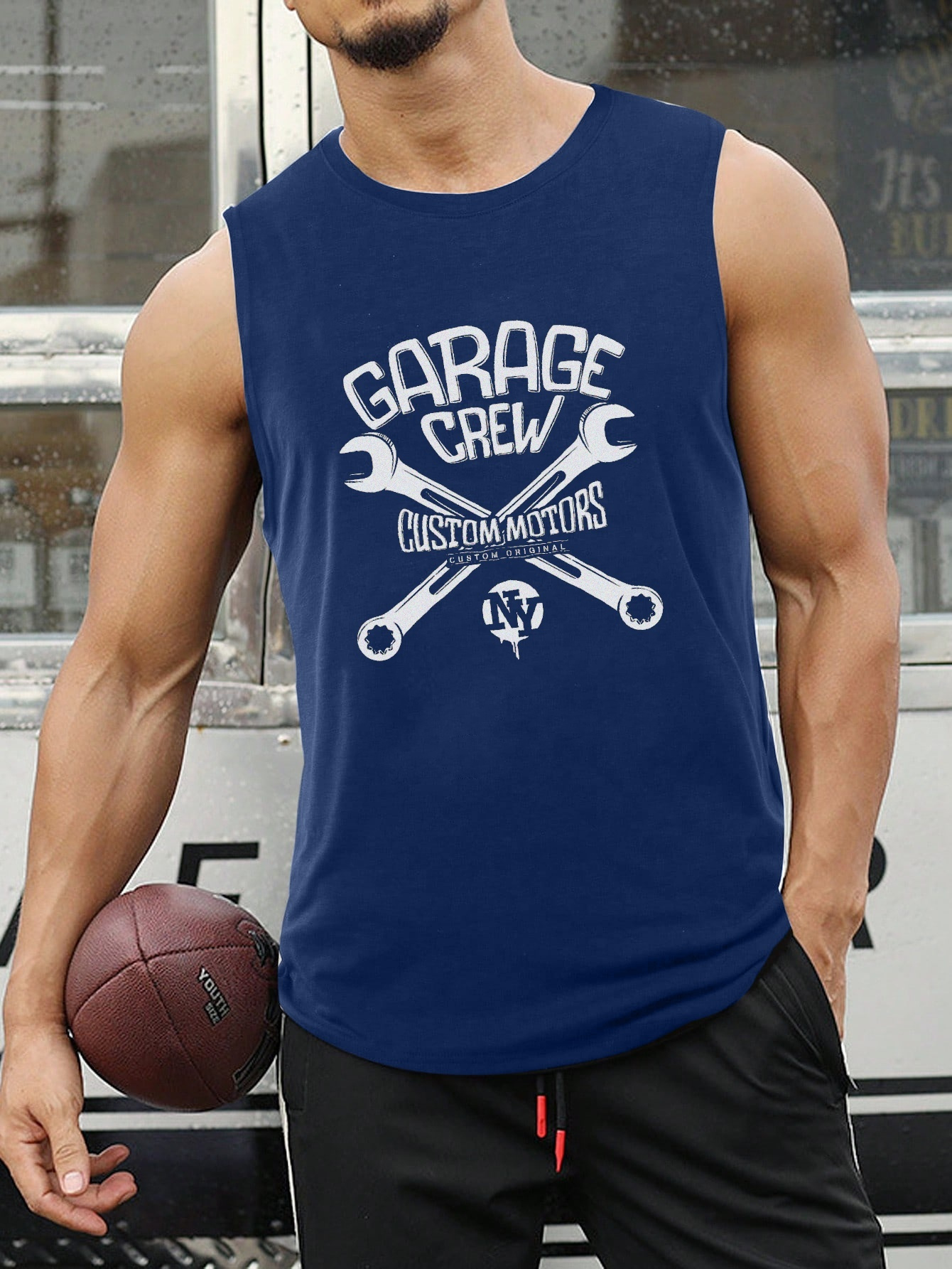 Plus Size Men's Mesh Vest Garage Crew Print Breathable - Temu Australia