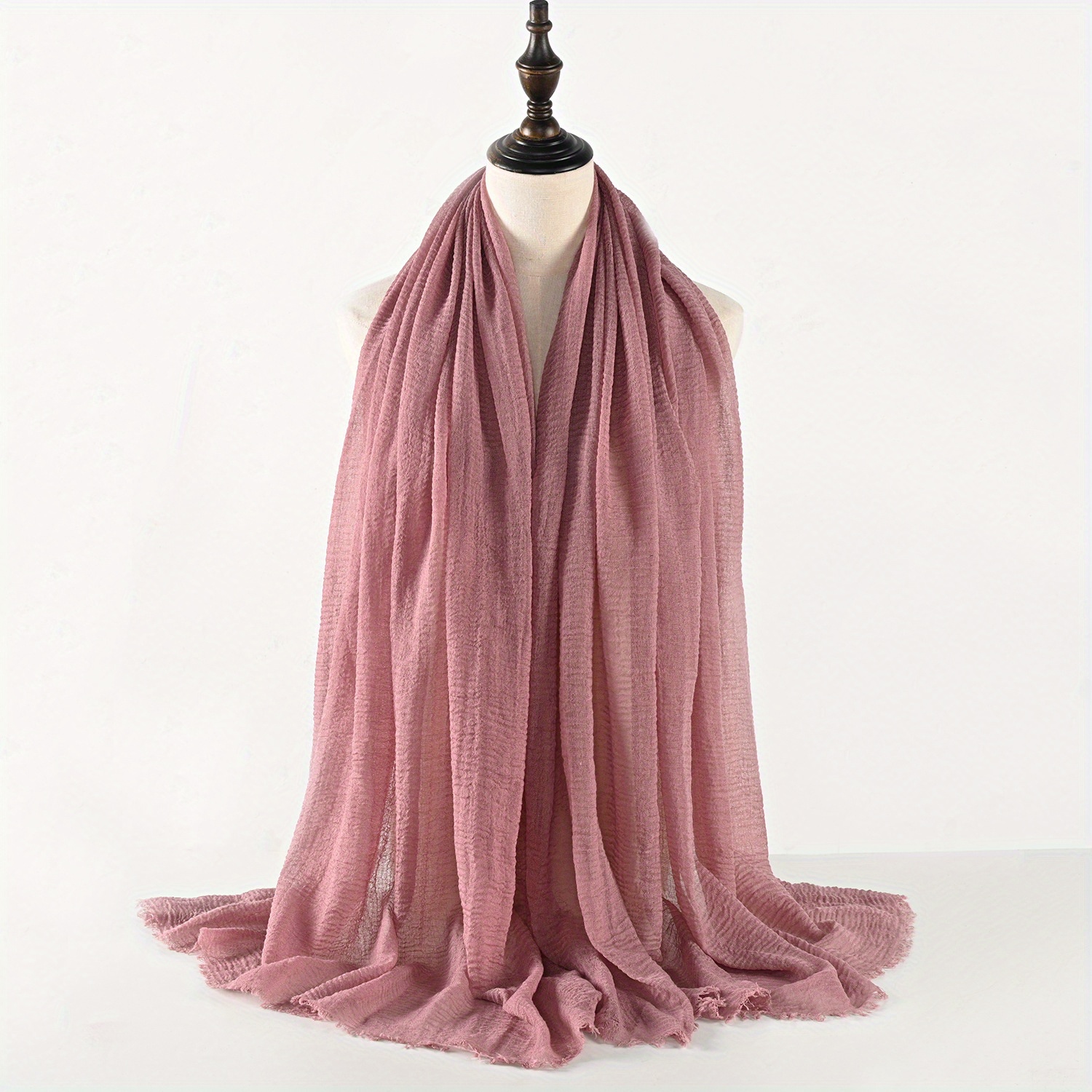 Solid Color Crinkled Scarf Thin Breathable Cotton Linen - Temu Australia