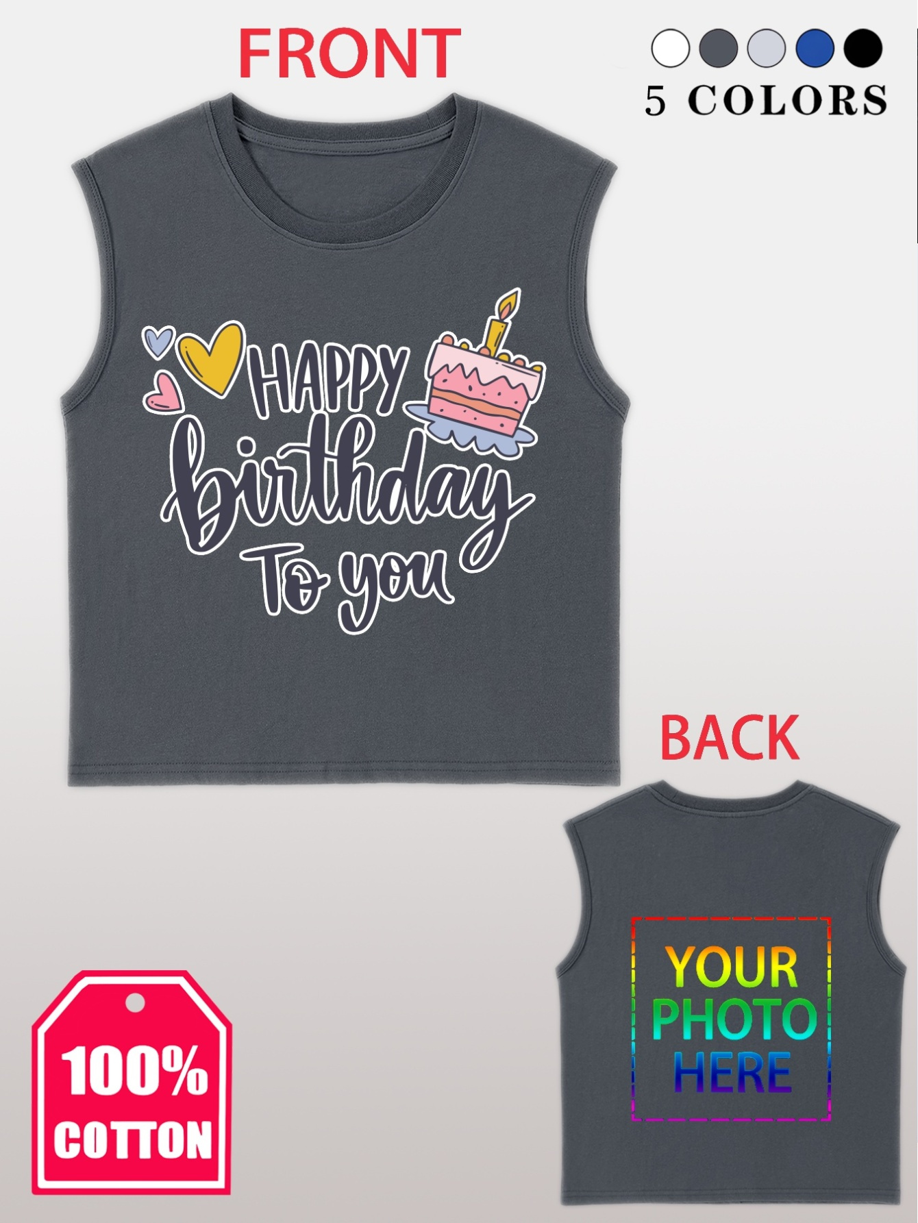 Custom T shirt Comfy 100% Cotton Happy Birthday Print - Temu New Zealand