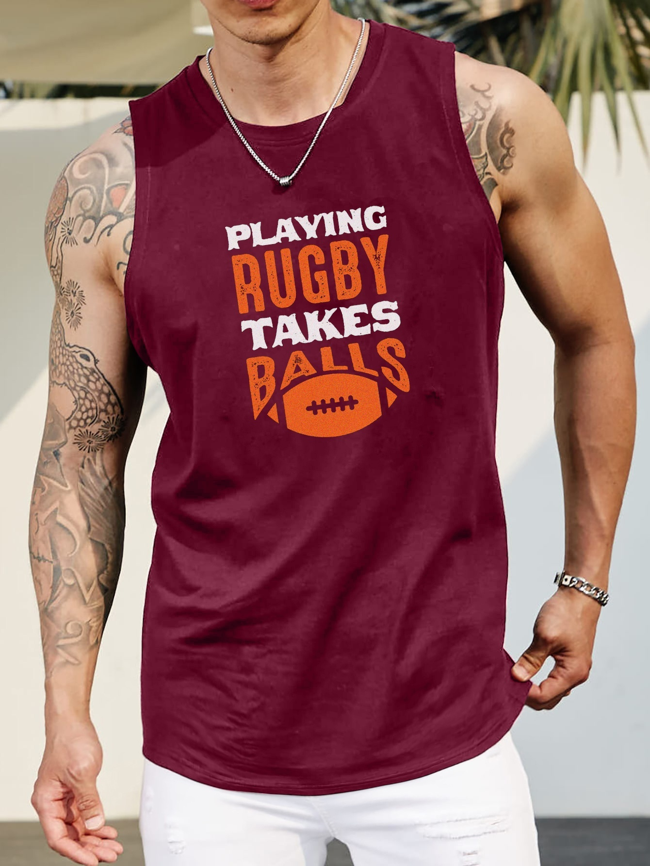 Plus Size Men's Rugby Graphic Print Tank Top Males - Temu Ireland