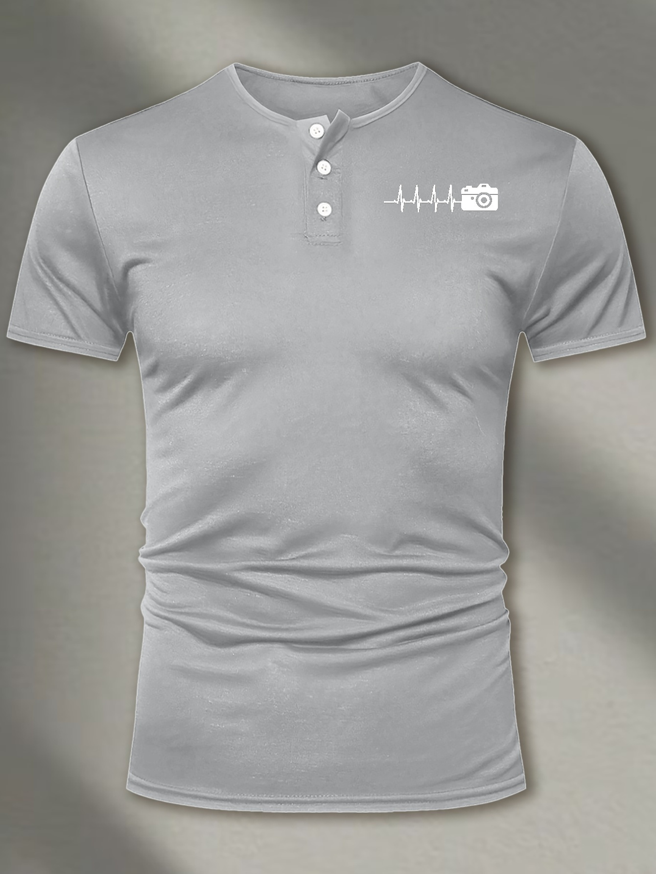 Plus Size Men's Camera Graphic Print Henley Shirt Summer - Temu Australia