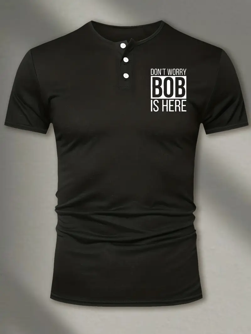 Plus Size Mens Bob Graphic Print Henley Shirt Summer Temu Australia