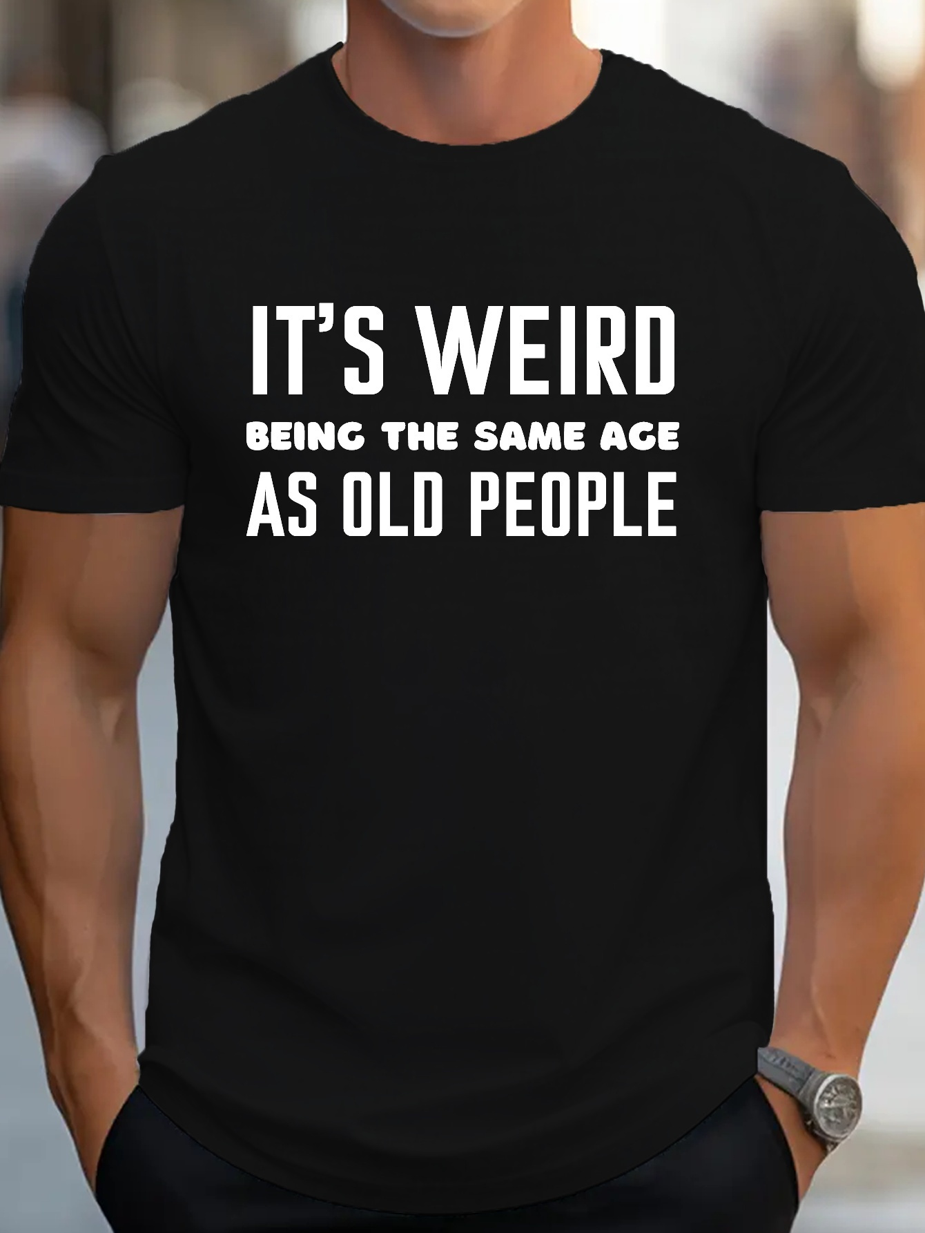 Plus Size Men's Old Age Feels Strange Print Short Sleeve T - Temu Ireland