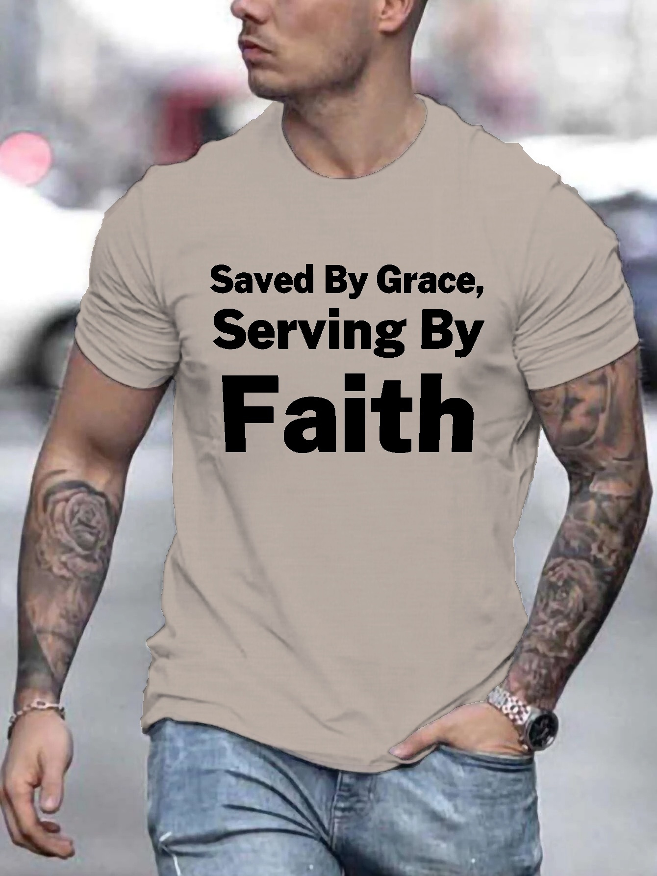 men's "saved grace serving faith" casual crew neck short - Temu Canada