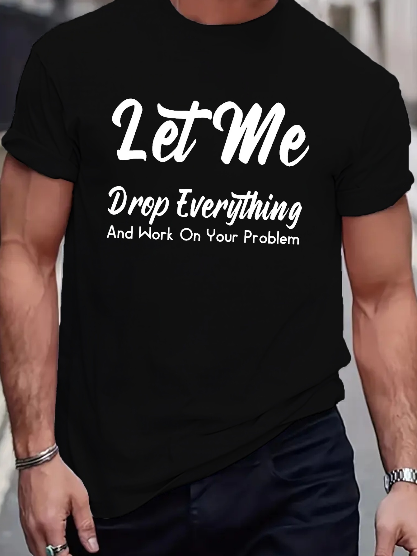 Let Drop Everything Letters Print Plus Size Crew Neck Short - Temu ...