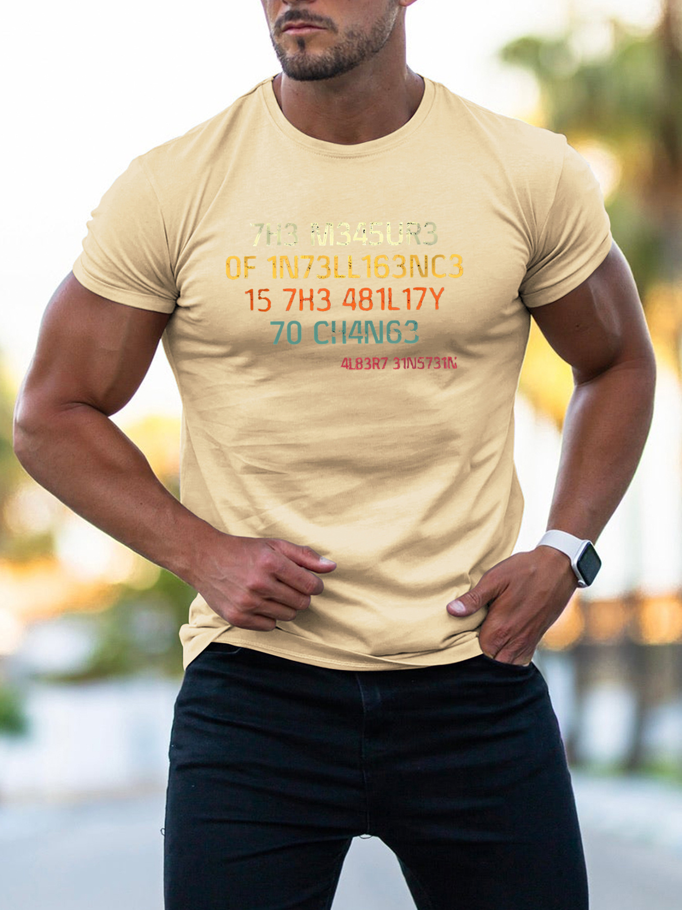 Numbers Print Men's Casual T shirt Short Sleeve Versatile - Temu Canada