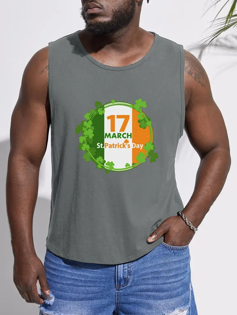 Plus Size Mens Clovers Graphic Print Tank Top Causal Temu Ireland