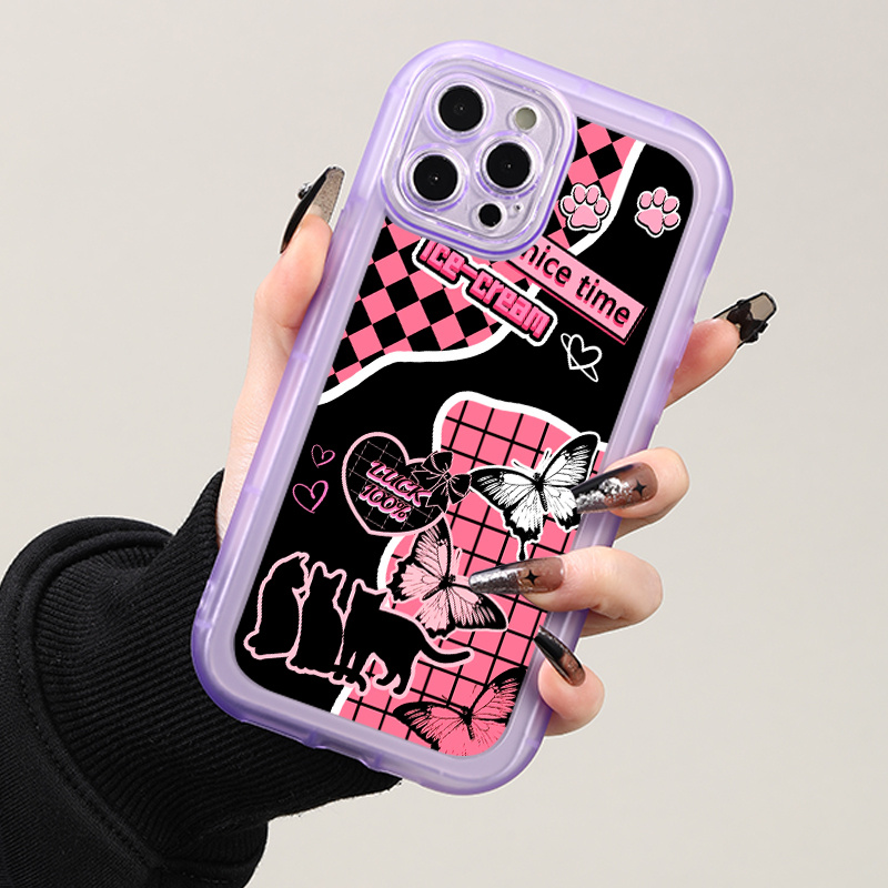 Luxury Shockproof Black Plaid Pattern Phone Case Iphone - Temu Canada