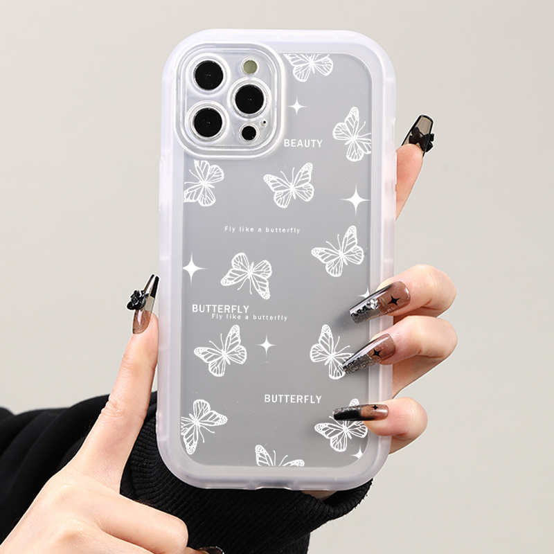 Luxury Shockproof White Butterfly Phone Case Iphone 11 12 13 - Temu ...