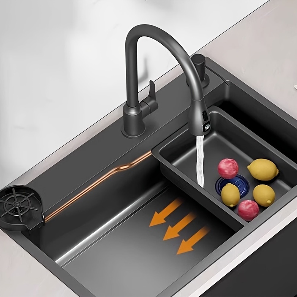 Large Single Slot Sink Floating Rain Stainless Steel - Temu Canada