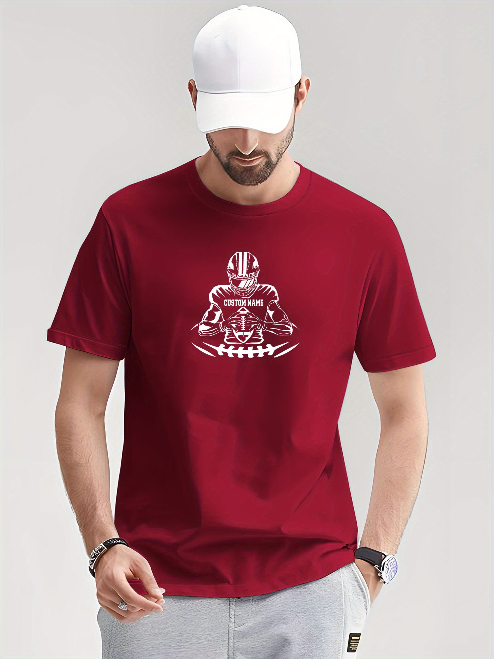 Football Player Print Men's Casual T shirt Short Sleeve - Temu Portugal