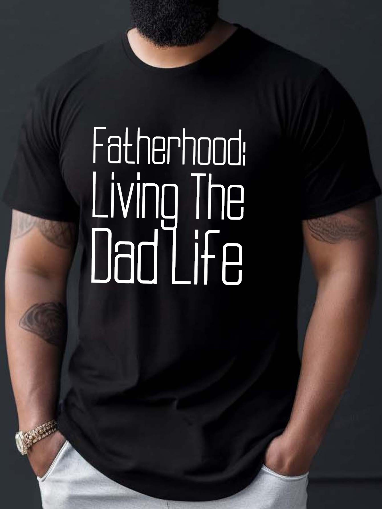 Fatherhood Print T Shirt Tees Men Casual Short Sleeve T - Temu Australia