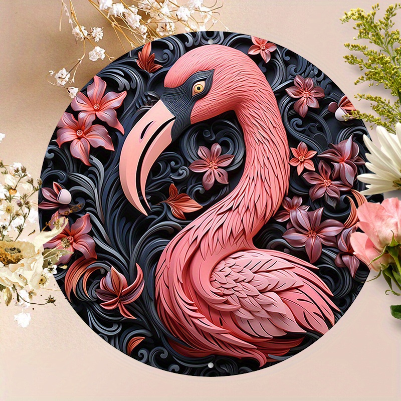 Round Aluminum Sign Metal Sign Funny Tropical Flamingo - Temu Canada