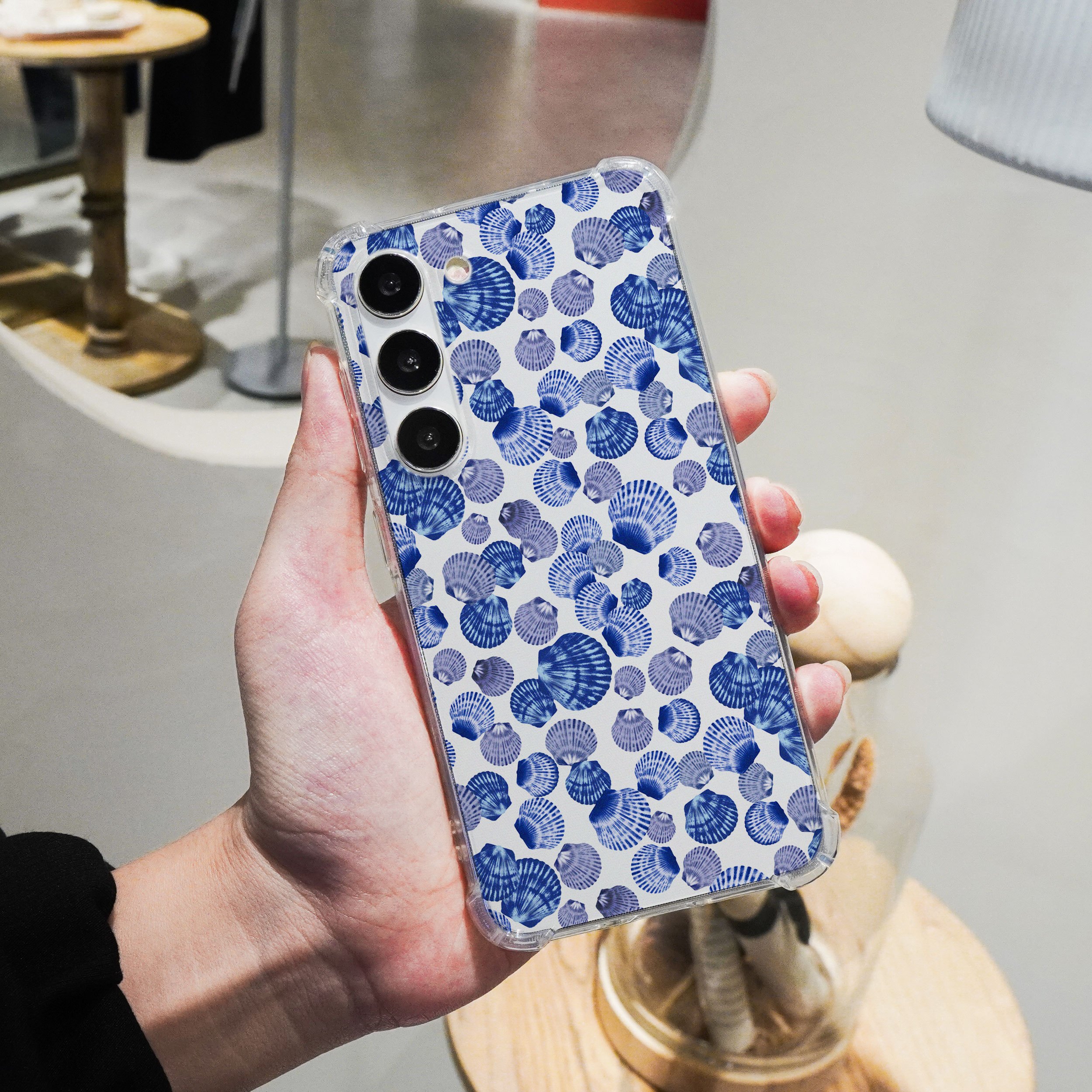 Blue Shell Pattern Transparent Drop proof Case Samsung Phone - Temu Australia