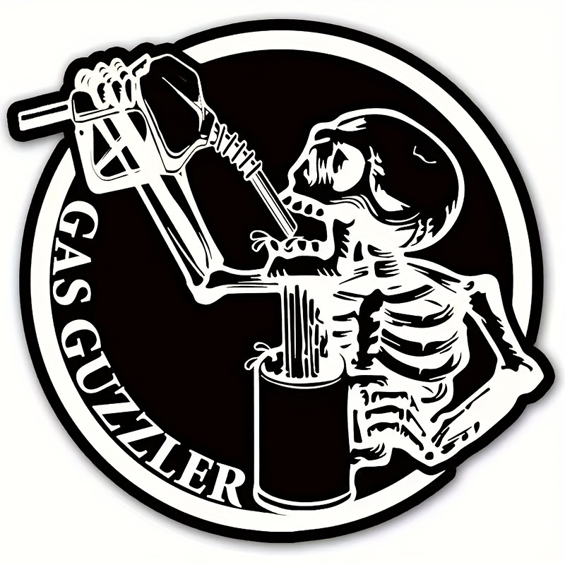 Gas Guzzler Sticker Funny Cool Skeleton Car Window Truck - Temu
