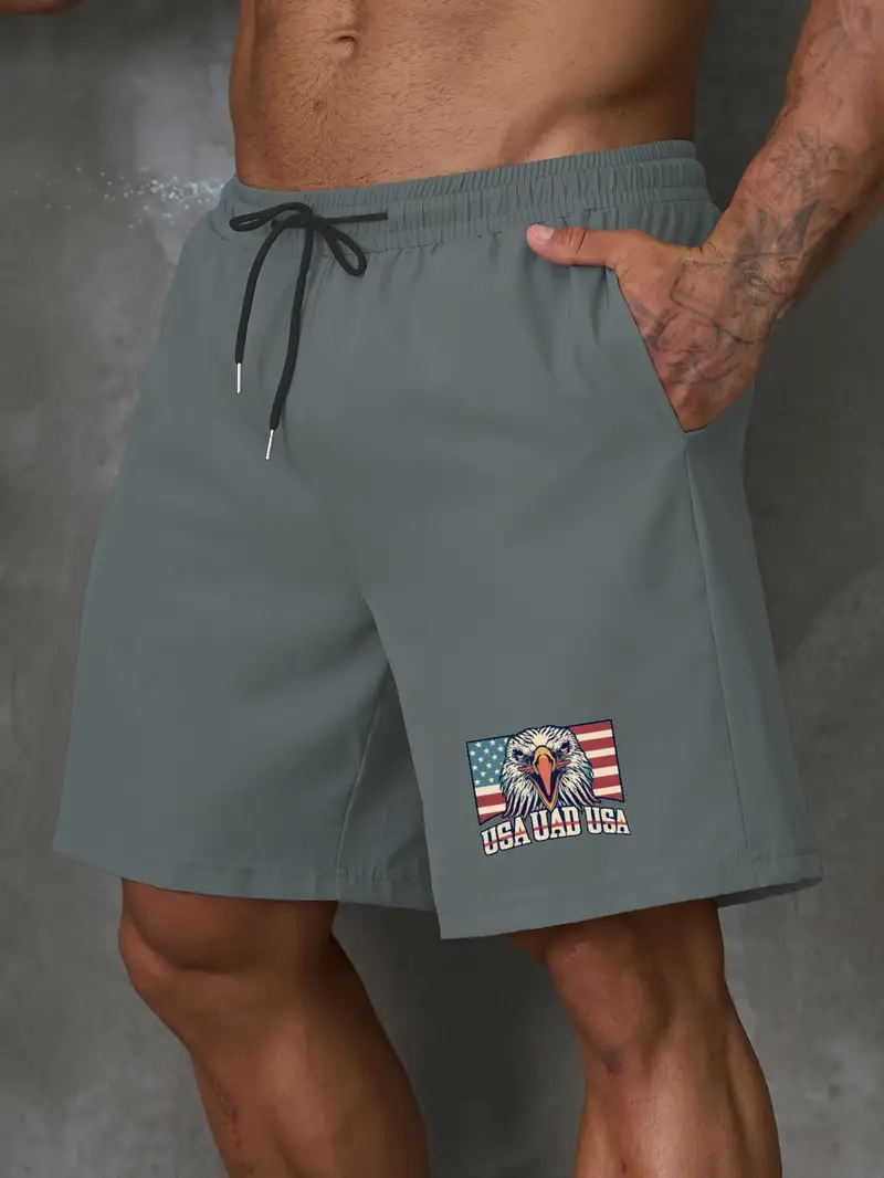 Plus Size American Flag Eagle Print Mens Drawstring Pants Temu New
