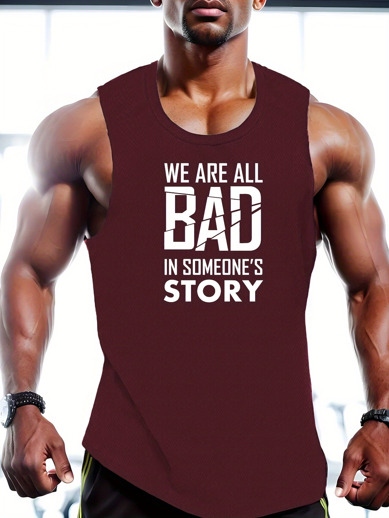 Plus Size Bad In Someone's Story Print Men's Comfy Tank Top - Temu ...
