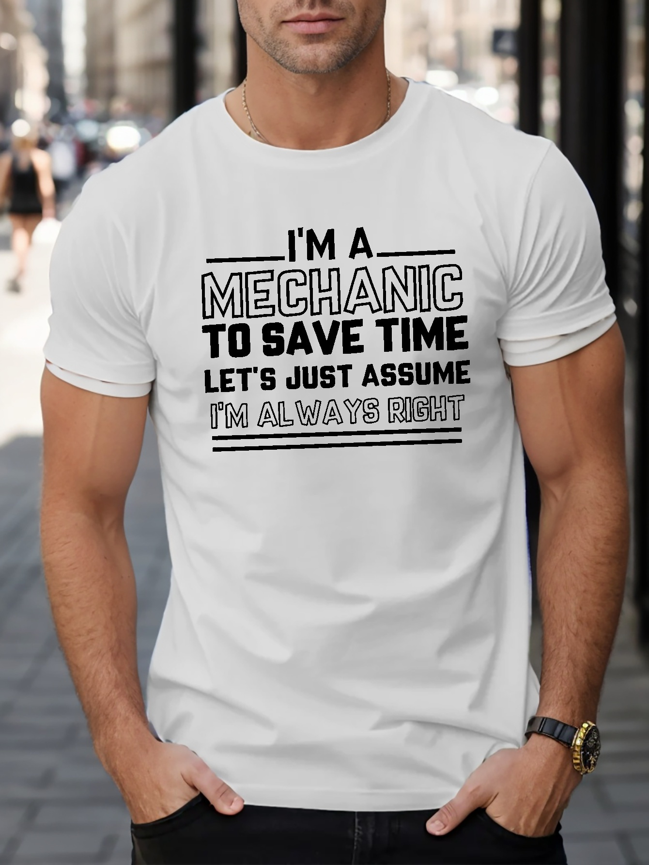 'm a mechanic letter graphic print men's creative top casual - Temu Canada