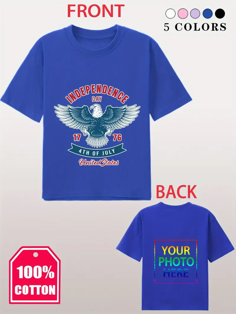Cotton Custom T Shirt Eagle Print 100 Short Sleeve Temu Australia