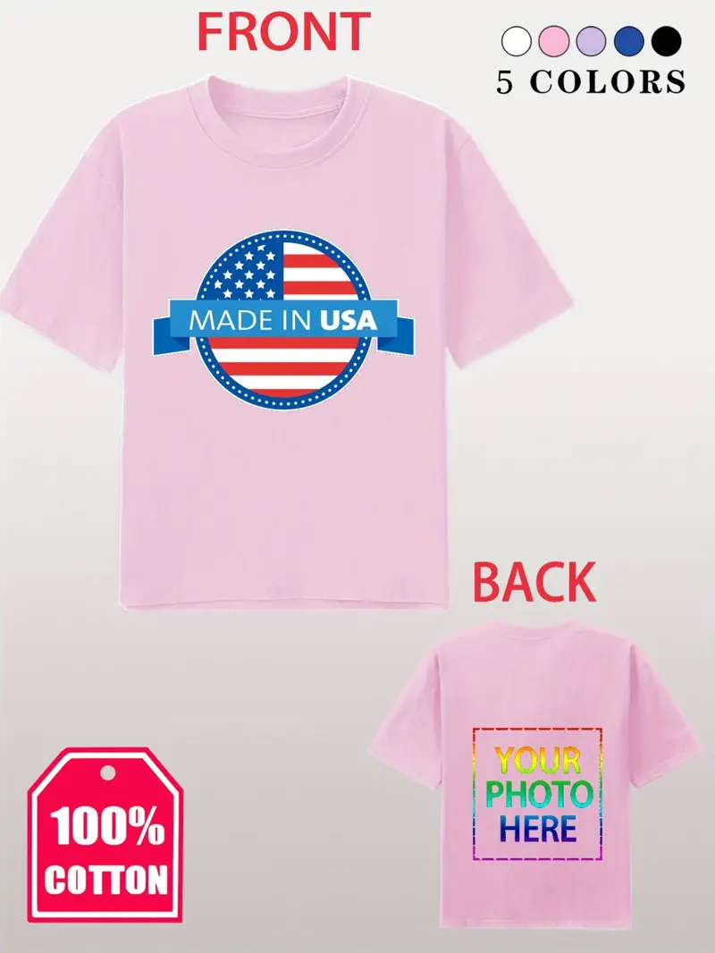Made In Sua Letter Print 100 Cotton Custom T Shirt Short Temu Ireland