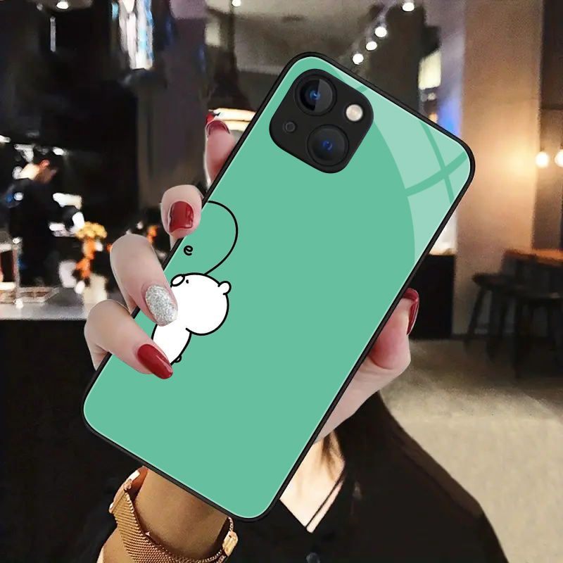 Couple Style Cartoon Pattern Anti fall Tempered Glass Case - Temu ...