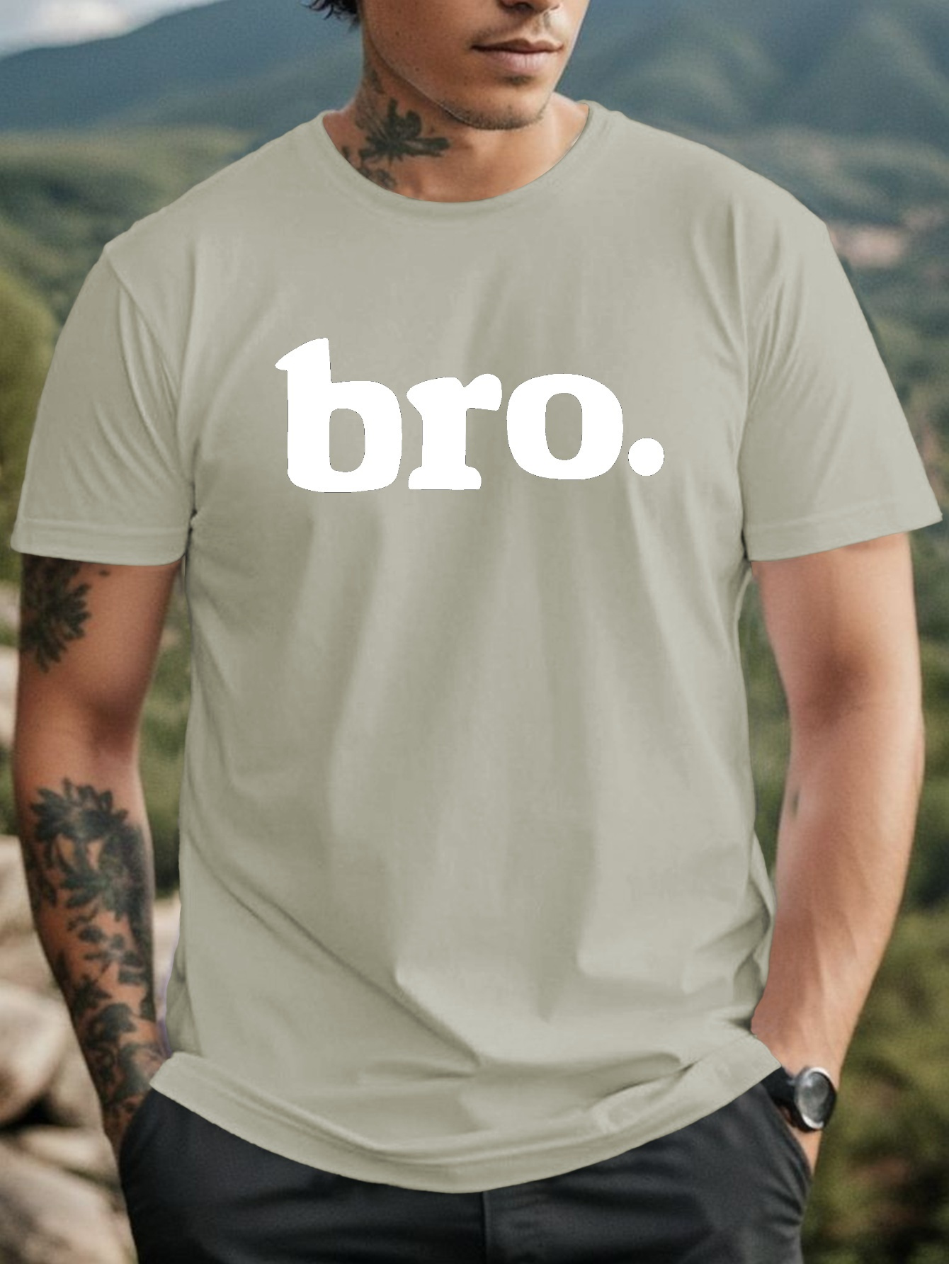 Plus Size Men's "bro" Graphic Print T shirt Summer Fashion - Temu Canada