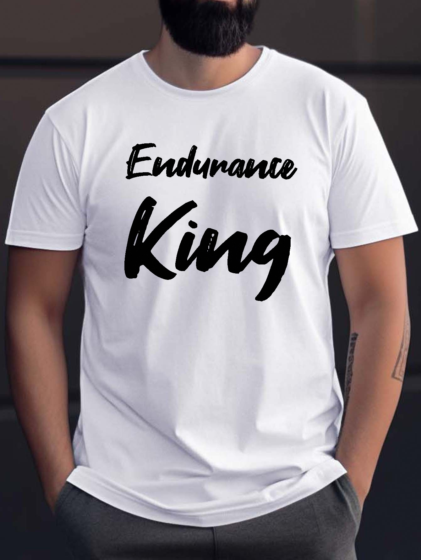 Endurance King Print Short Sleeve Tees Men Casual Crew Neck - Temu Canada