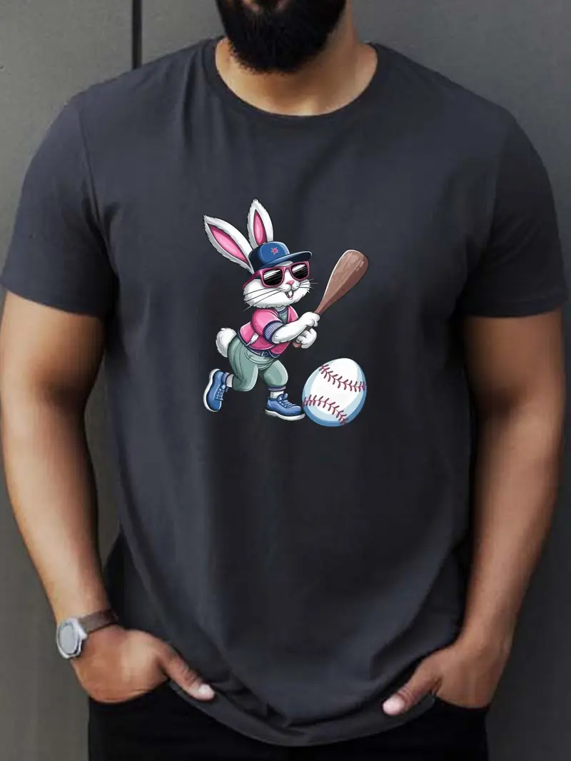 Easter Bunny Playing Baseball Print T Shirt Tees Men Casual - Temu Canada Easter Bunny Playing Baseball Print T Shirt Tees Men Casual - Temu Canada