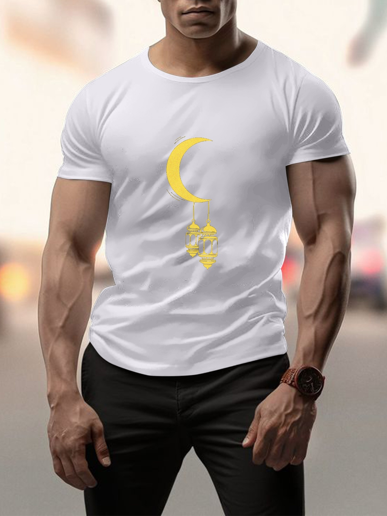 Plus Size Men's Ramadan Day Moon Graphic Print T shirt - Temu New Zealand