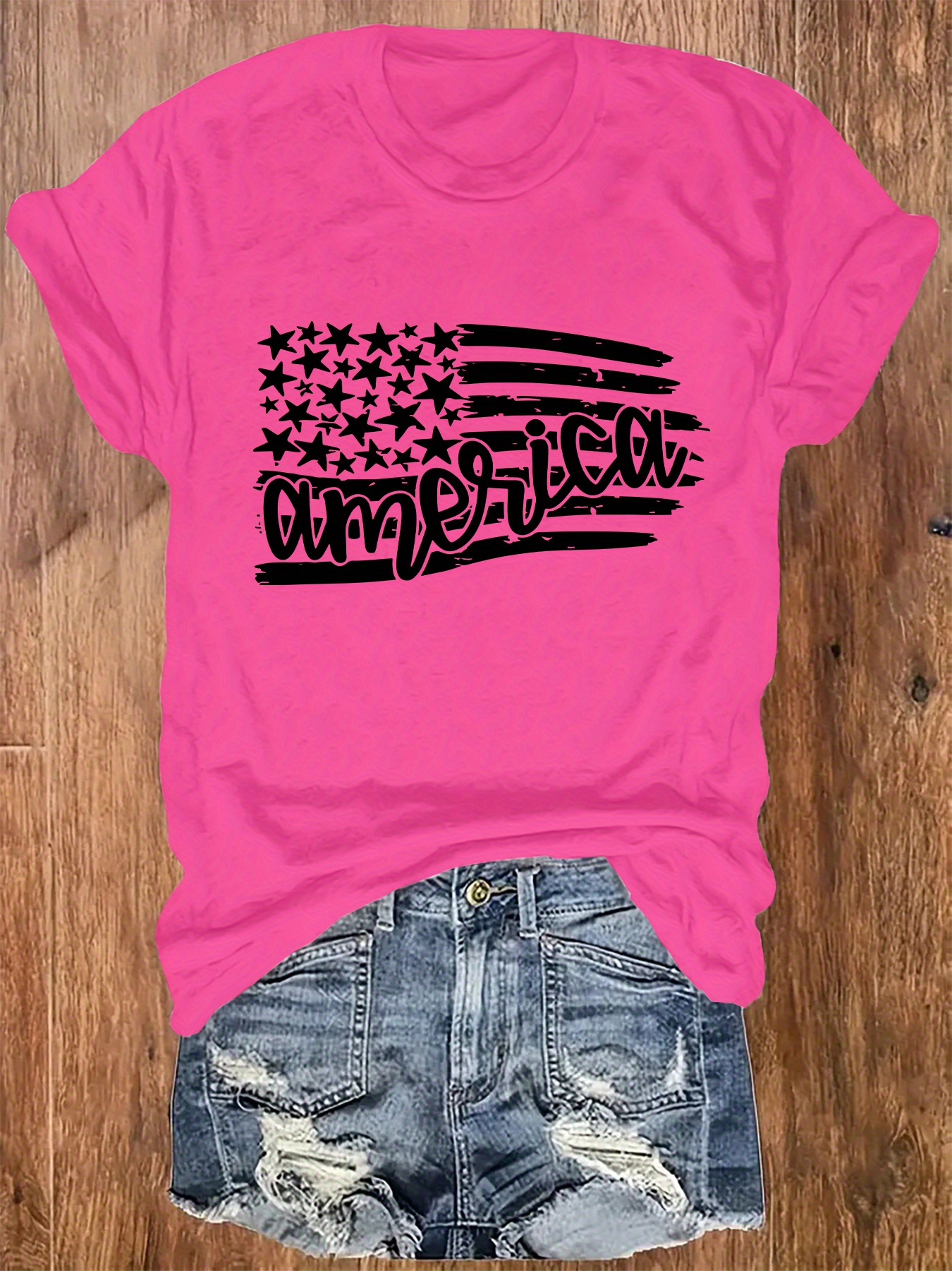 plus size flag print t shirt casual crew neck short sleeve t - Temu Canada