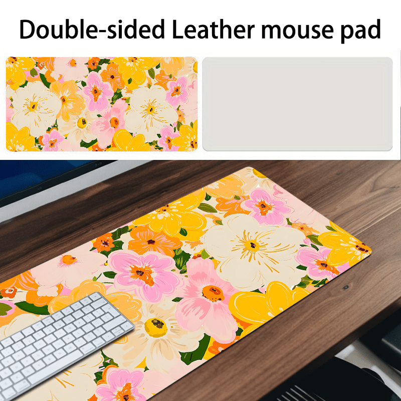 Double side Artificial Leather Mouse Pad Beautiful Flowers - Temu Australia