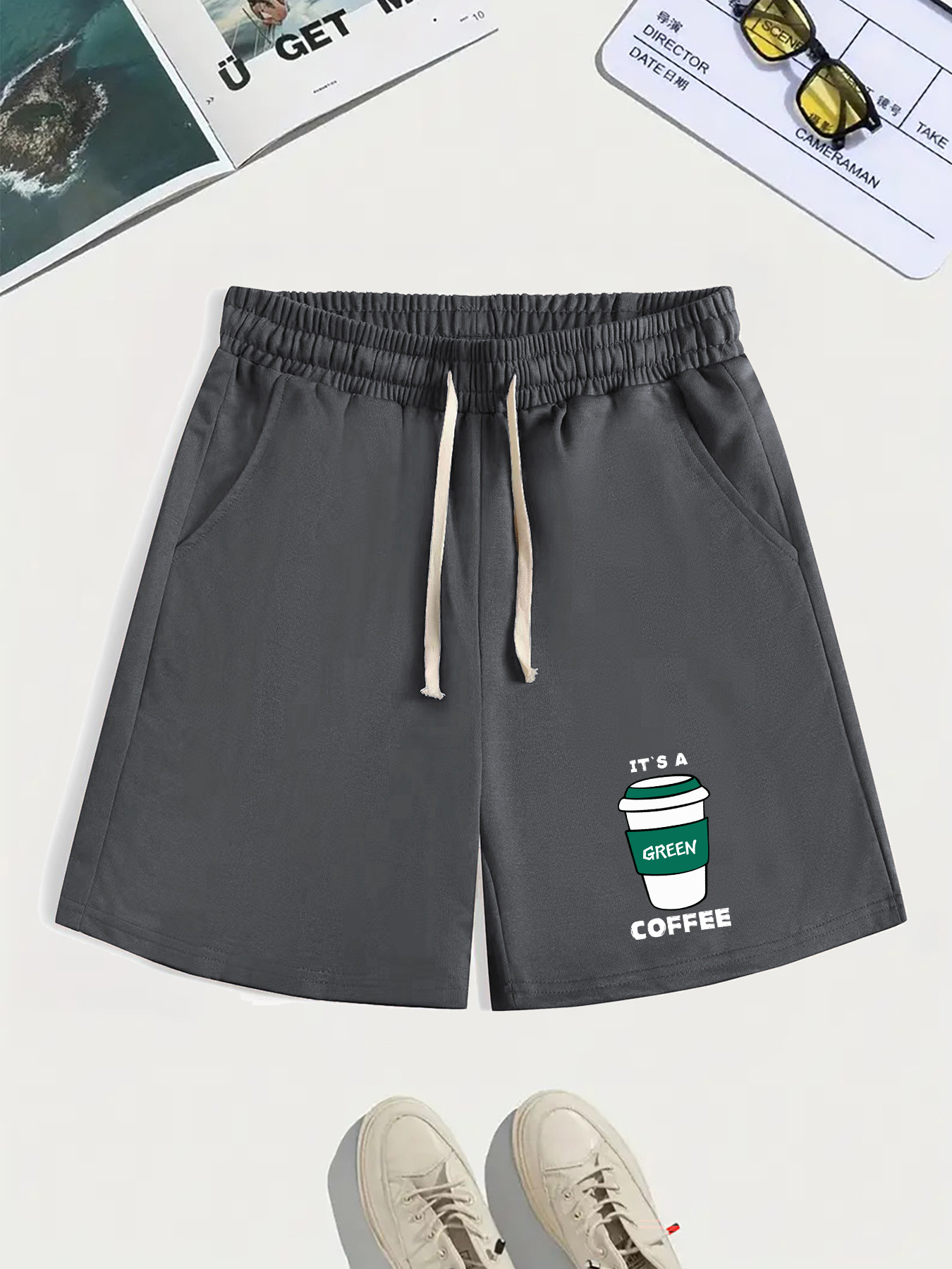 Coffee Cup Print Men's Drawstring Pants Loose Casual Waist - Temu Canada