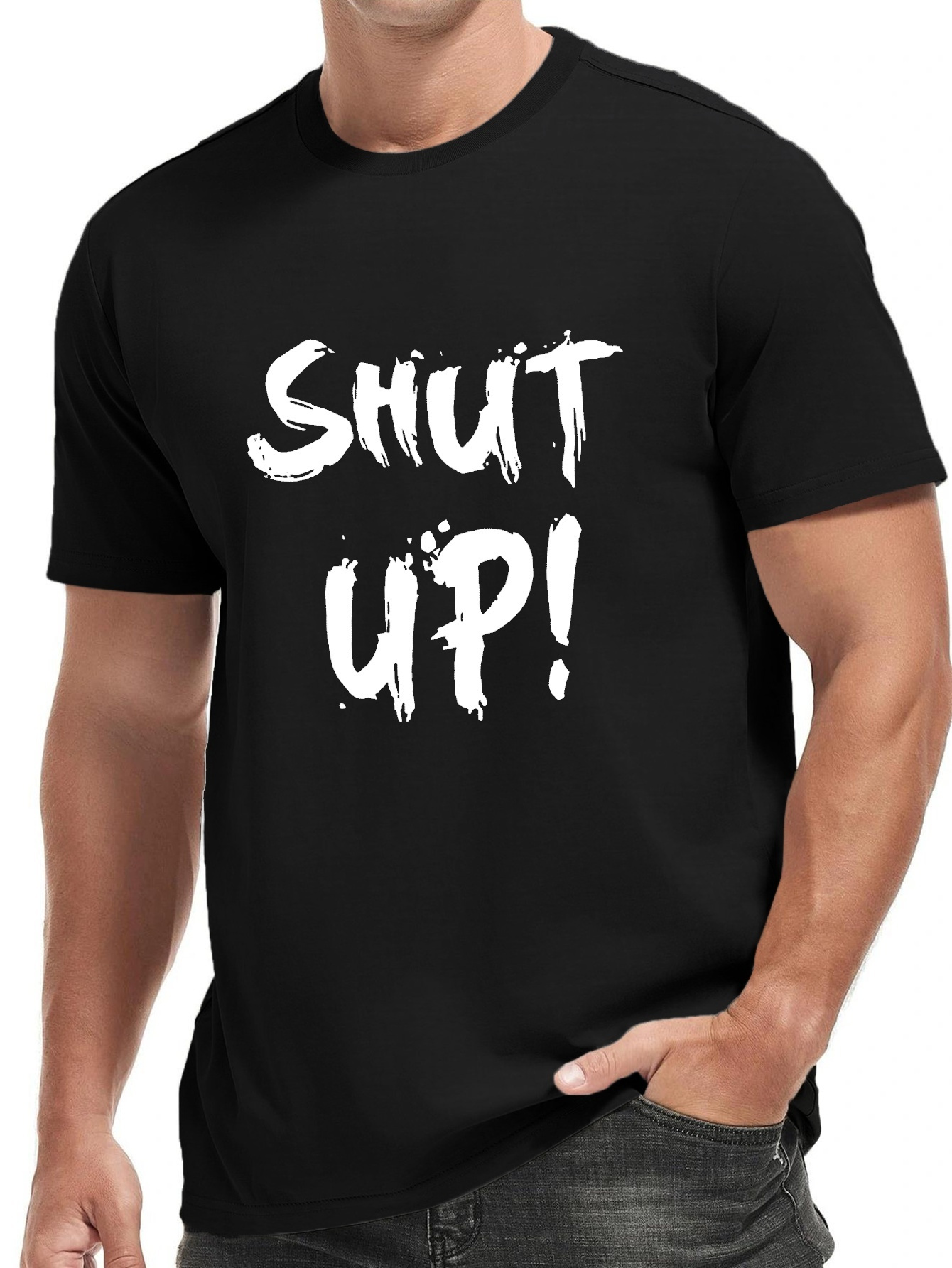 Shut Print Men's Round Neck Short Sleeve Tee Fashion Regular - Temu Canada