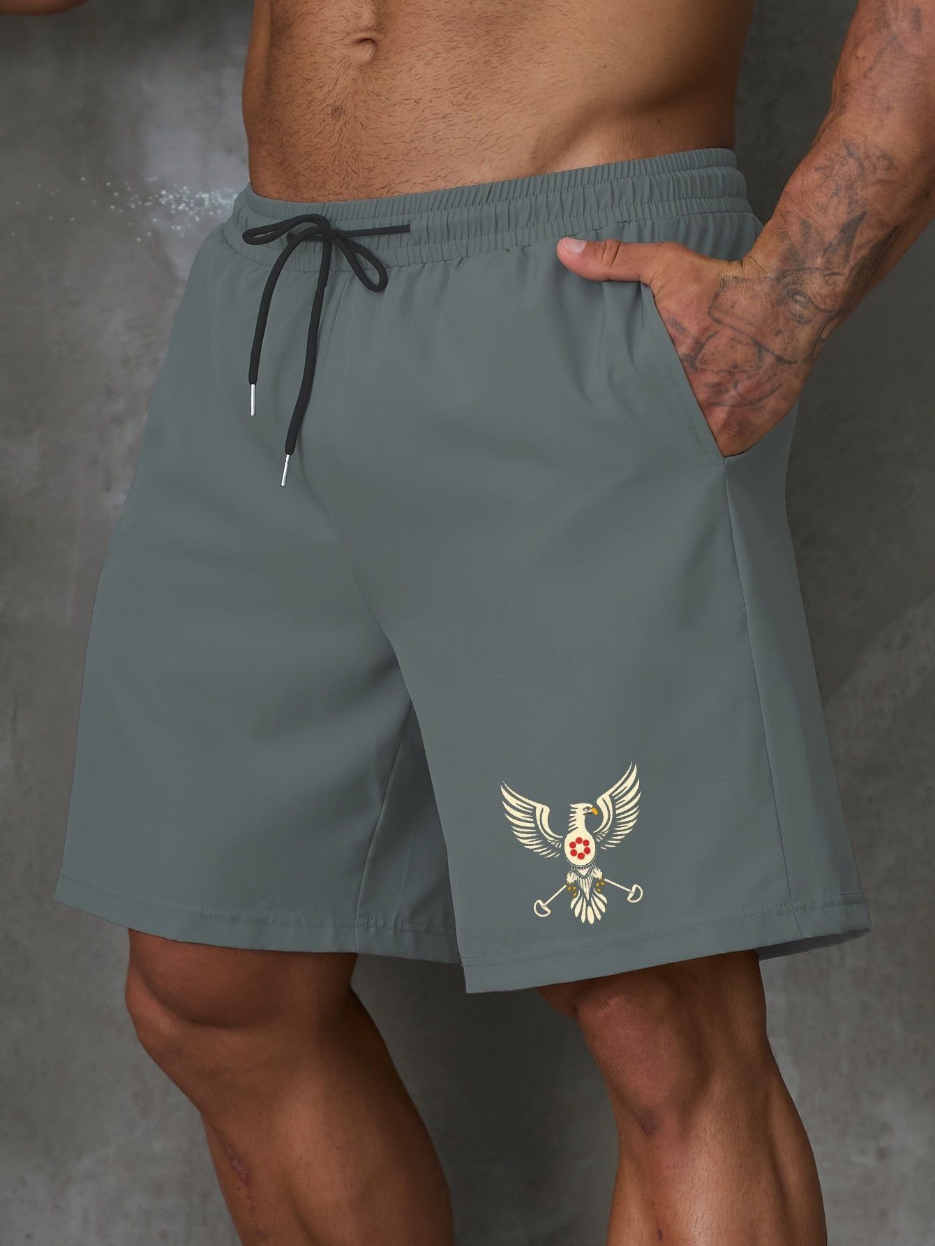 Plus Size Shorts 'serbian Eagle' Print Men's Quick Dry - Temu Canada