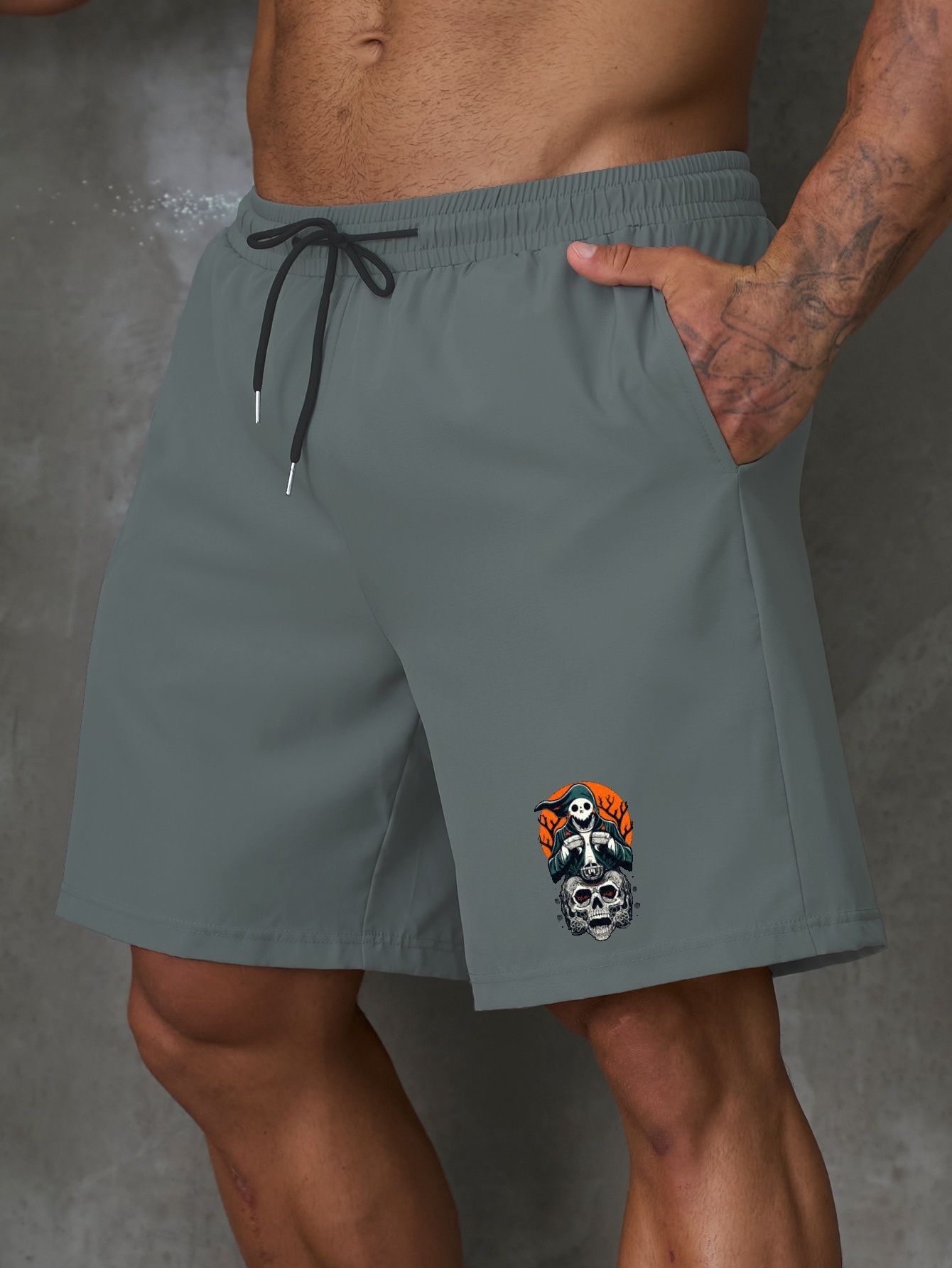 Plus Size Shorts 'spooky Artsy Ghost' Print Men's Drawstring - Temu Ireland