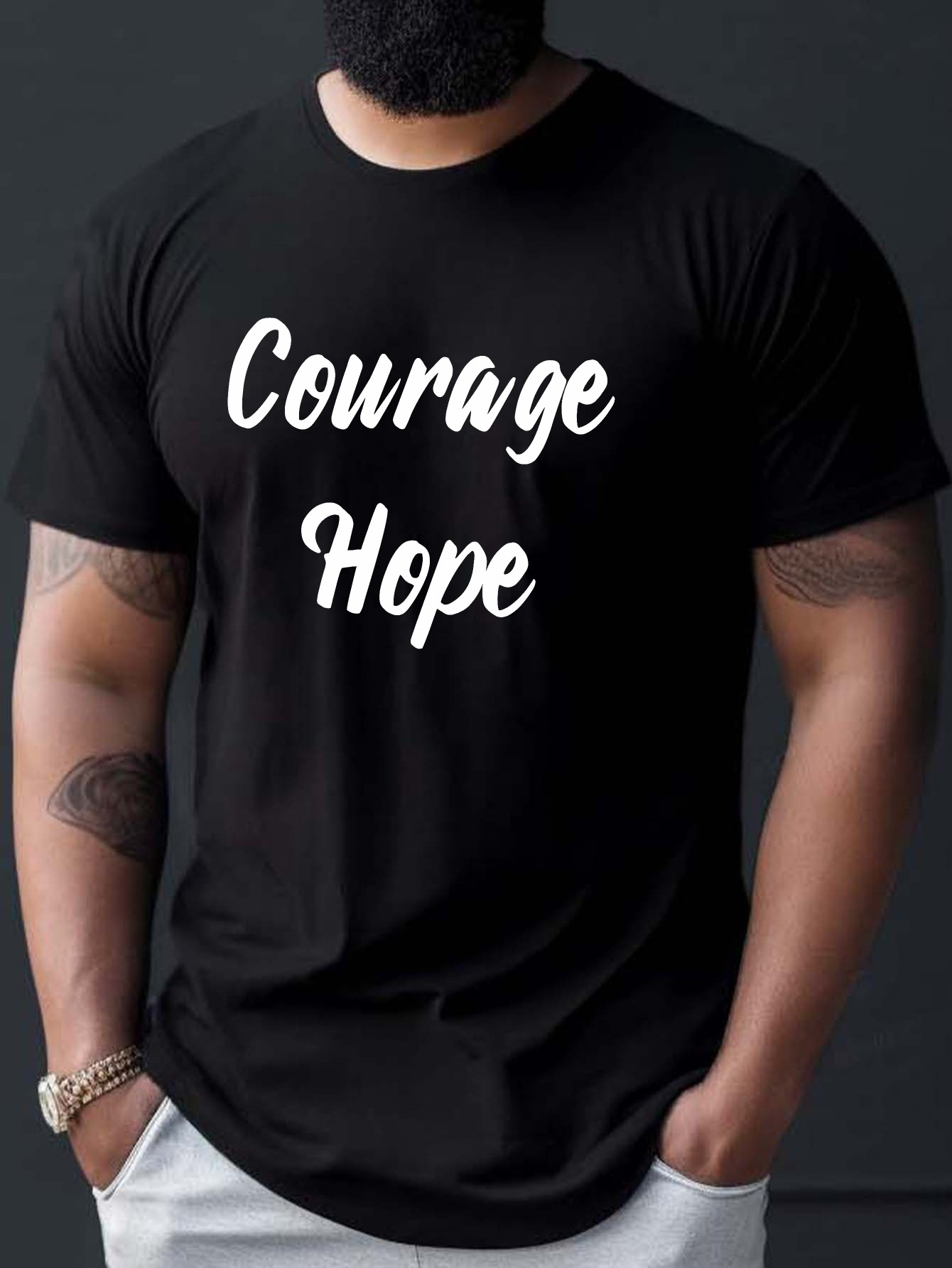 Courage Print T Shirt Tees Men Casual Short Sleeve T - Temu Canada