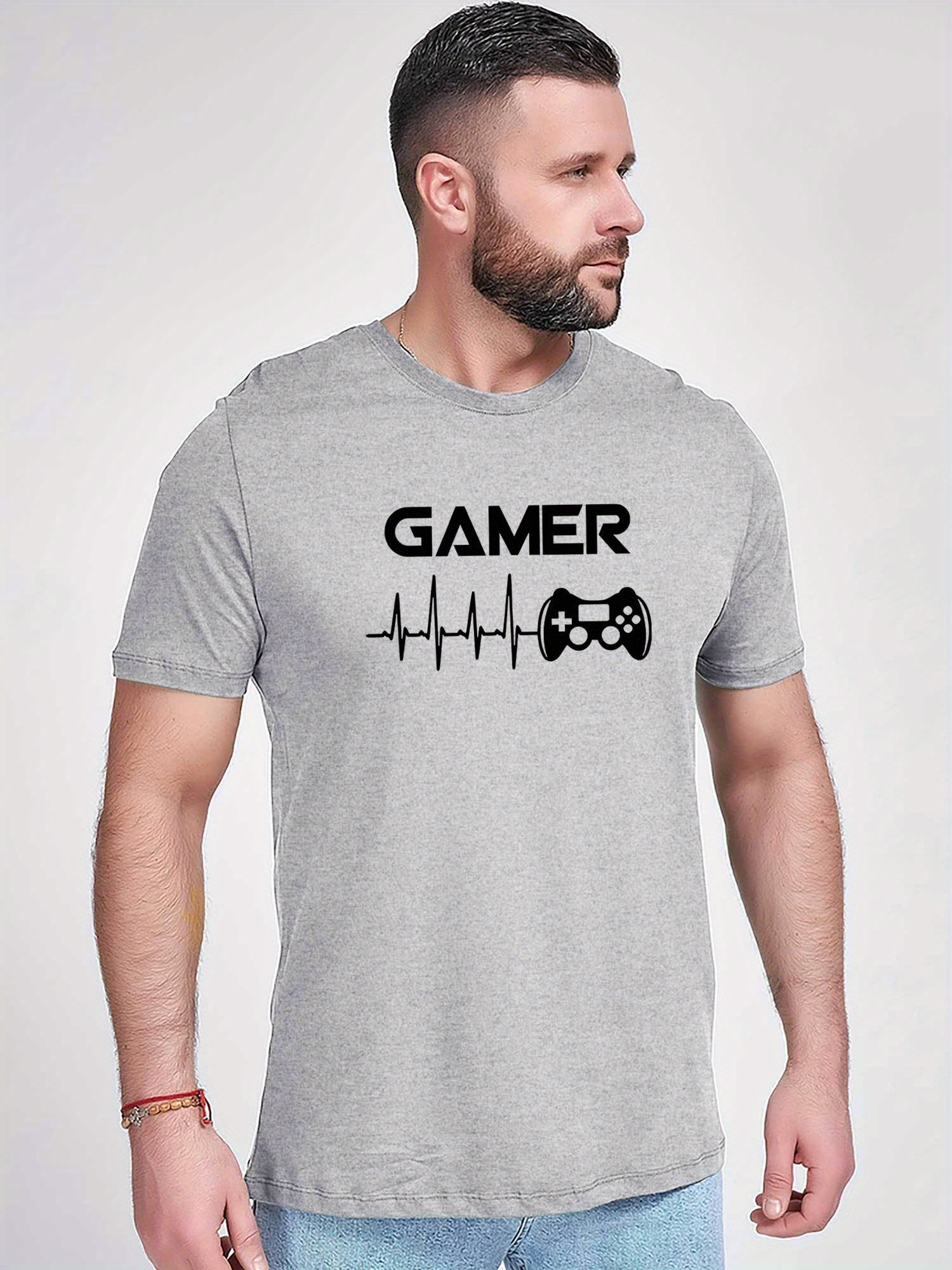 Gamer Print Men's Creative Top Casual Short Sleeve Crew Neck - Temu Ireland