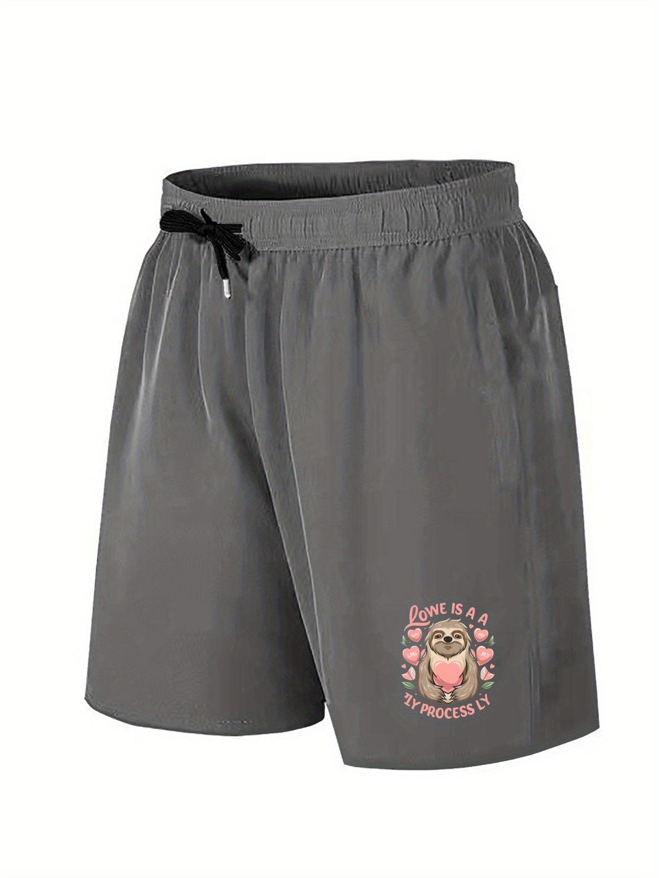 Plus Size Men's Cartoon Sloth Graphic Print Shorts Pockets - Temu Canada