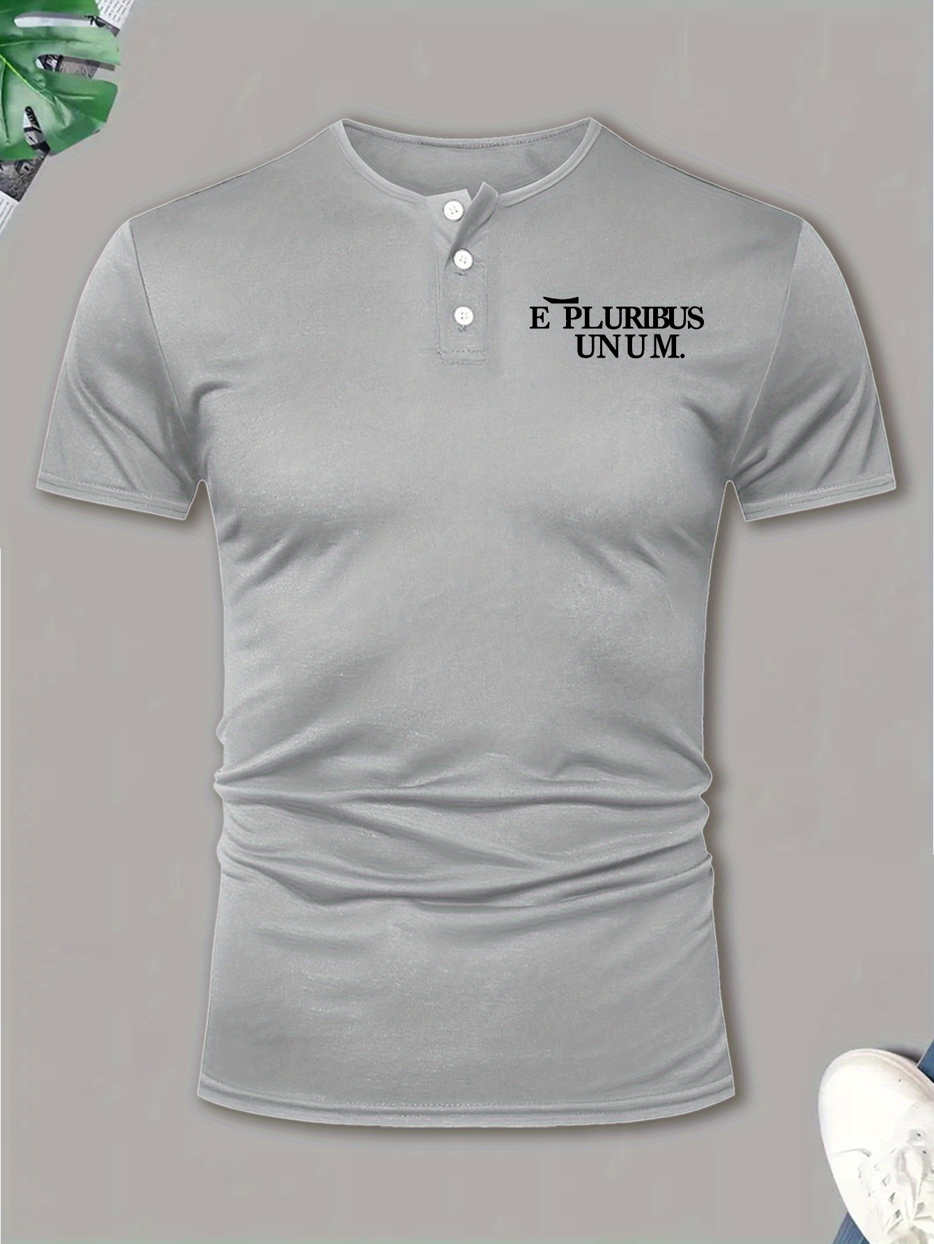 Plus Size Men's Stylish Henley Shirt Trendy Letters Print - Temu Ireland