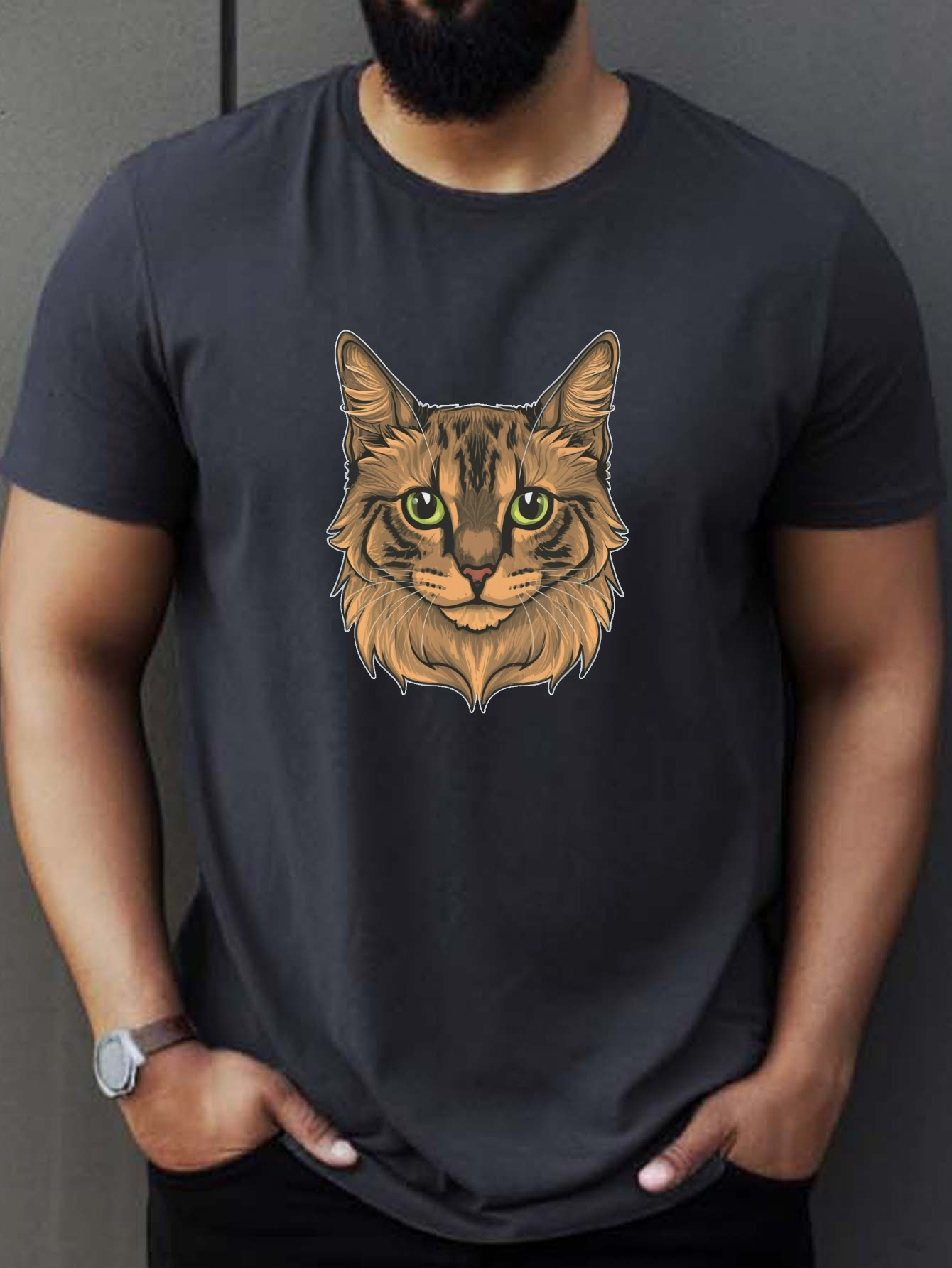 Adorable Cat Print T Shirt Tees Men Casual Short Sleeve T - Temu Australia