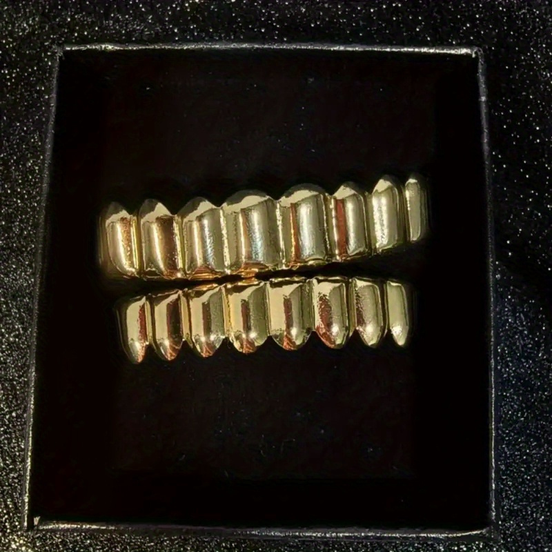 18k Gold Plated Hip Hop Grills Cool Handsome Style Synthetic - Temu ...