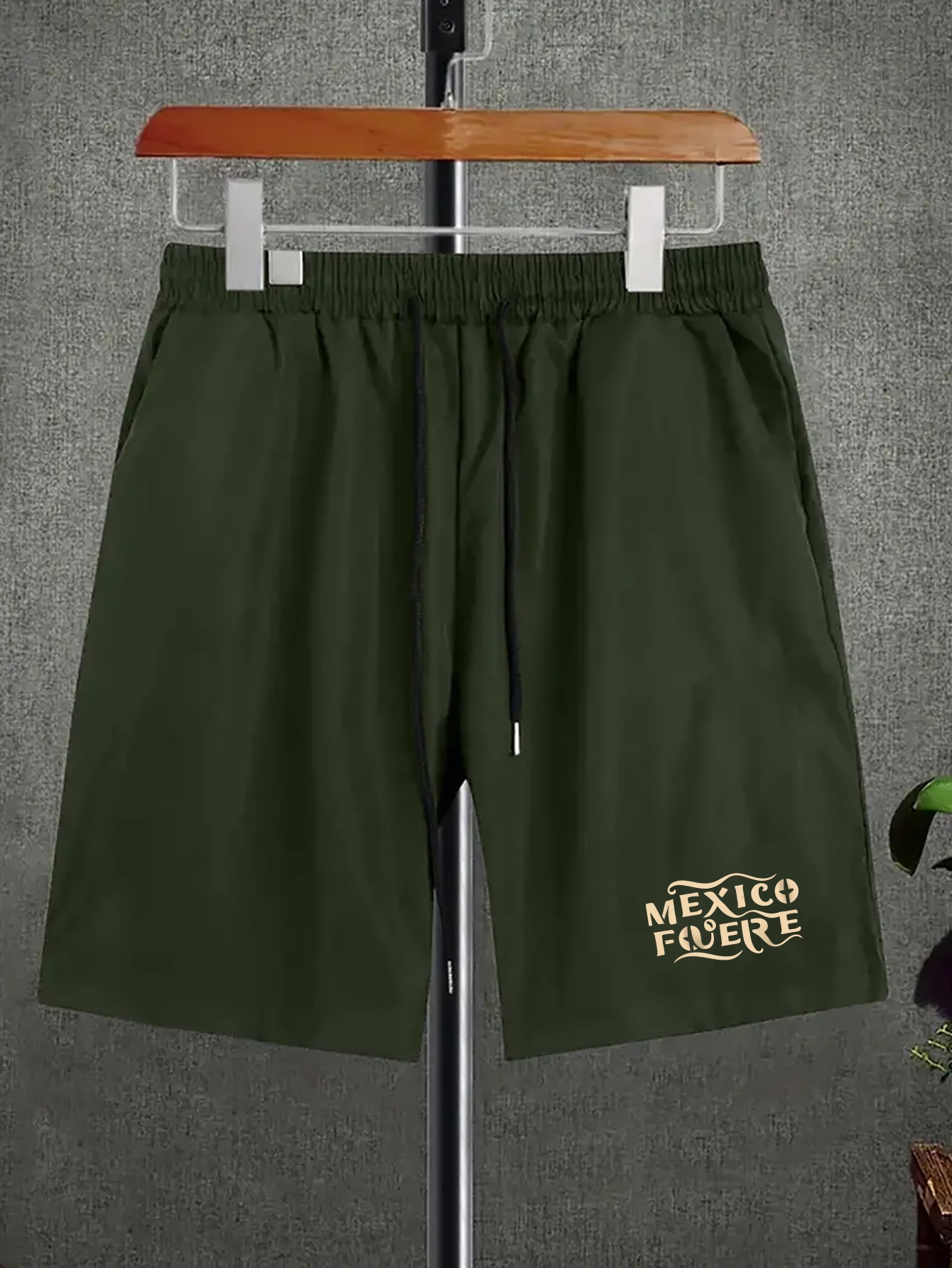 men's big tall mexico fuerte print shorts dark green elastic - Temu Ireland